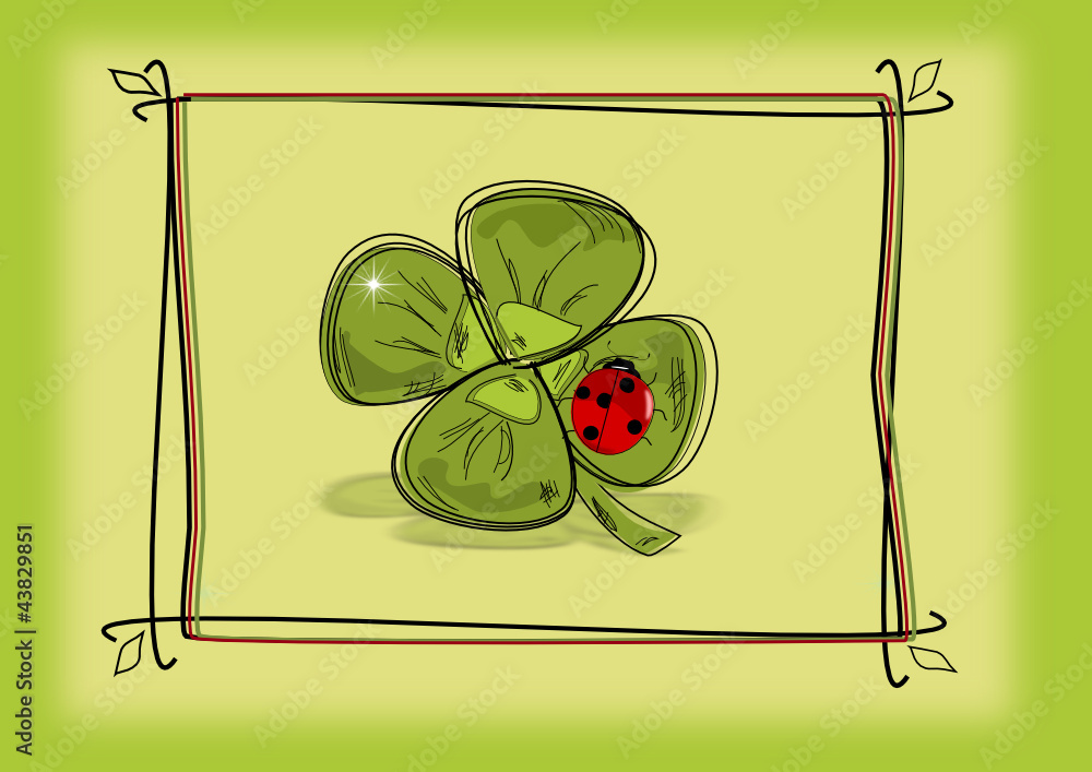 Klee, Kleeblatt, Glück, Neujahr Karte Stock-Vektorgrafik | Adobe Stock