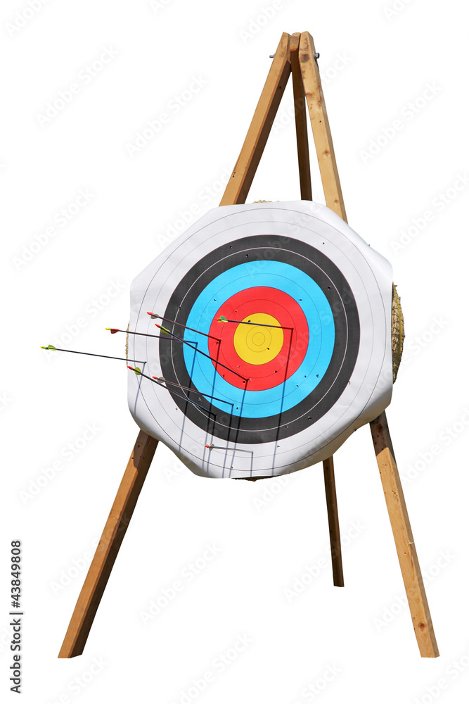 Straw Archery target on a white background Stock Photo | Adobe Stock
