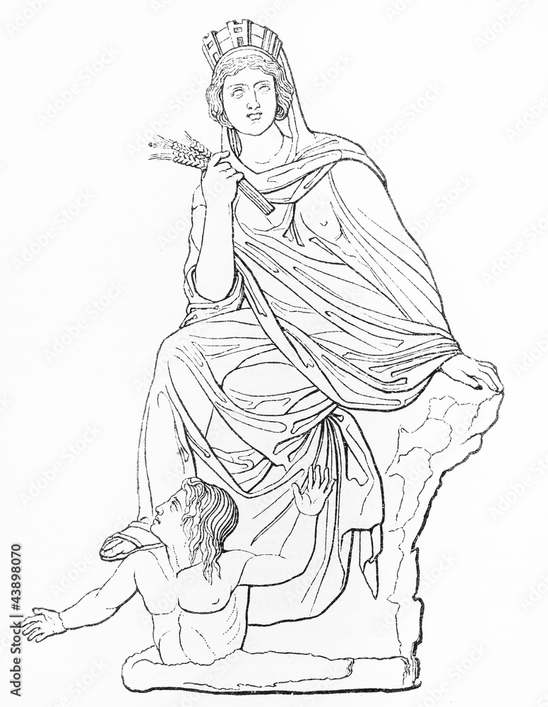 Vintage 19th century drawing of Tyche of Antioch Stock Illustration ...