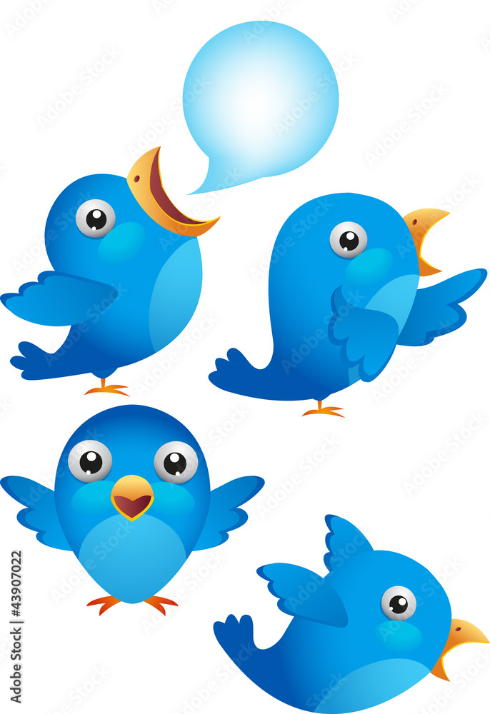 blue bird cartoon character Stock Vector | Adobe Stock