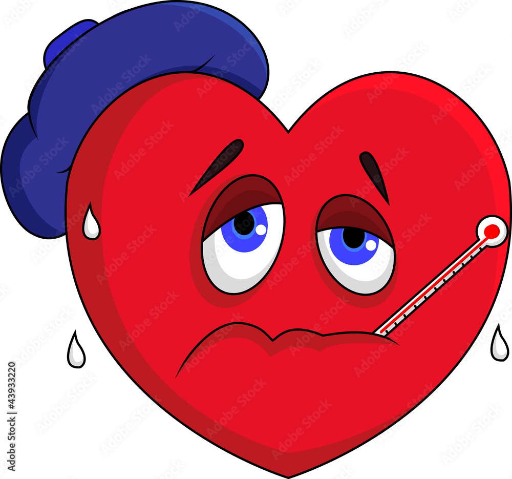 Sick heart character Stock Vector | Adobe Stock