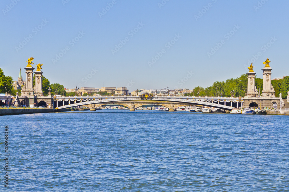 Pont Alexandre III is an arch famous bridge in Paris, France. Stock ...