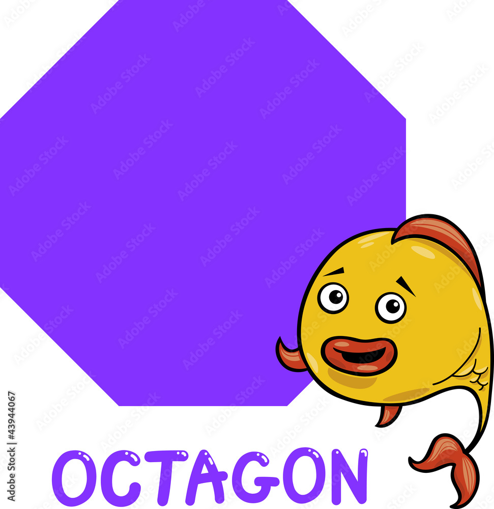 octagon shape with cartoon fish Stock Vector | Adobe Stock