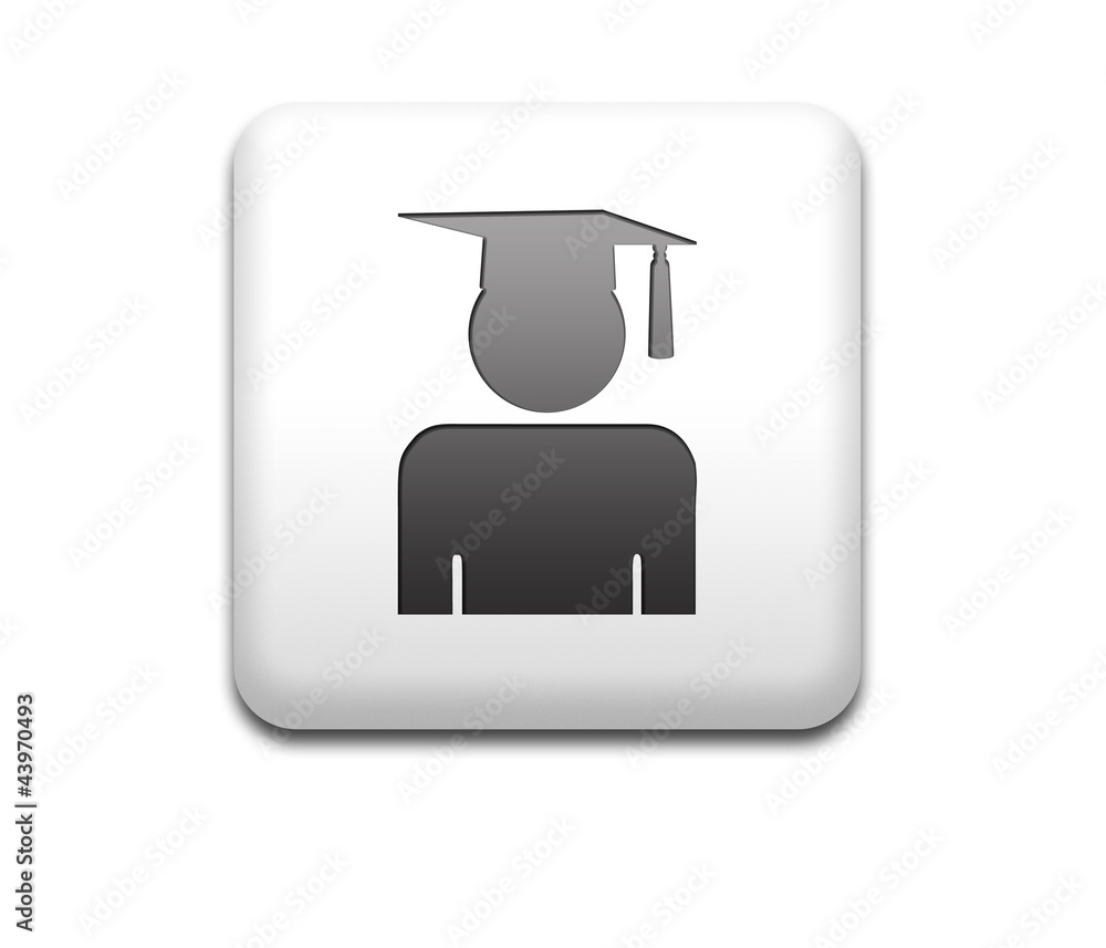 Boton cuadrado blanco simbolo estudiante Stock Illustration | Adobe Stock