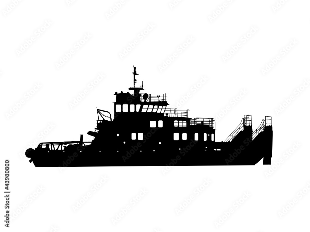 Silhouette of a sea towboat Stock Vector | Adobe Stock