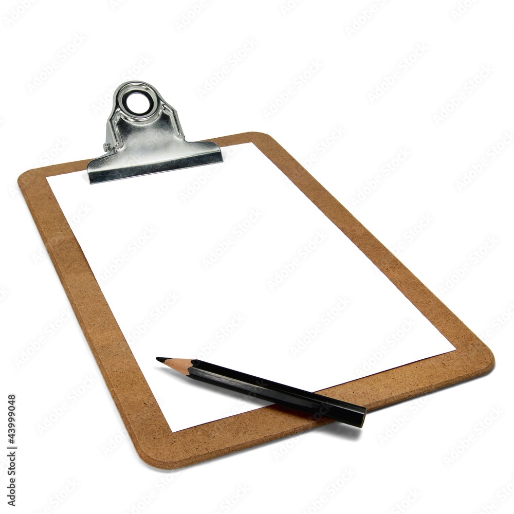Klemmbrett perspektivisch mit schwarzem Stift Stock-Illustration ...