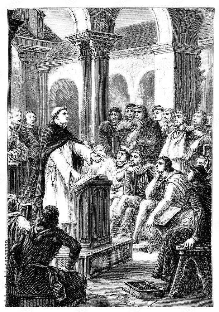 Medieval Priest : teaching Theology - 13th century Stock Illustration ...