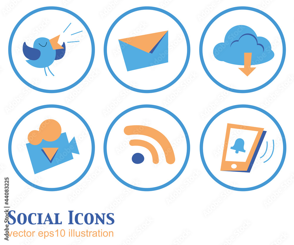 Cartoon social icons Stock Vector | Adobe Stock