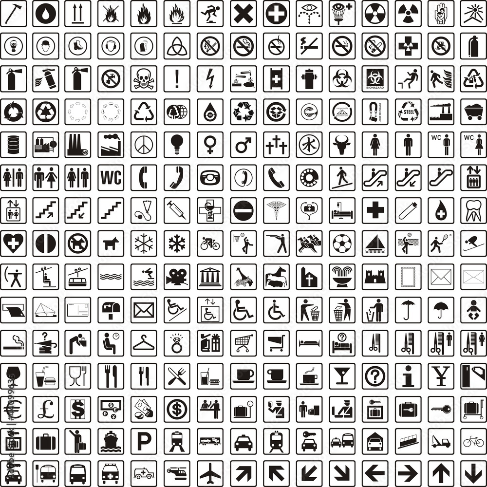 Piktogramme ~ Zeichen ~ Symbole ~ Icone - Megaset vector de Stock ...