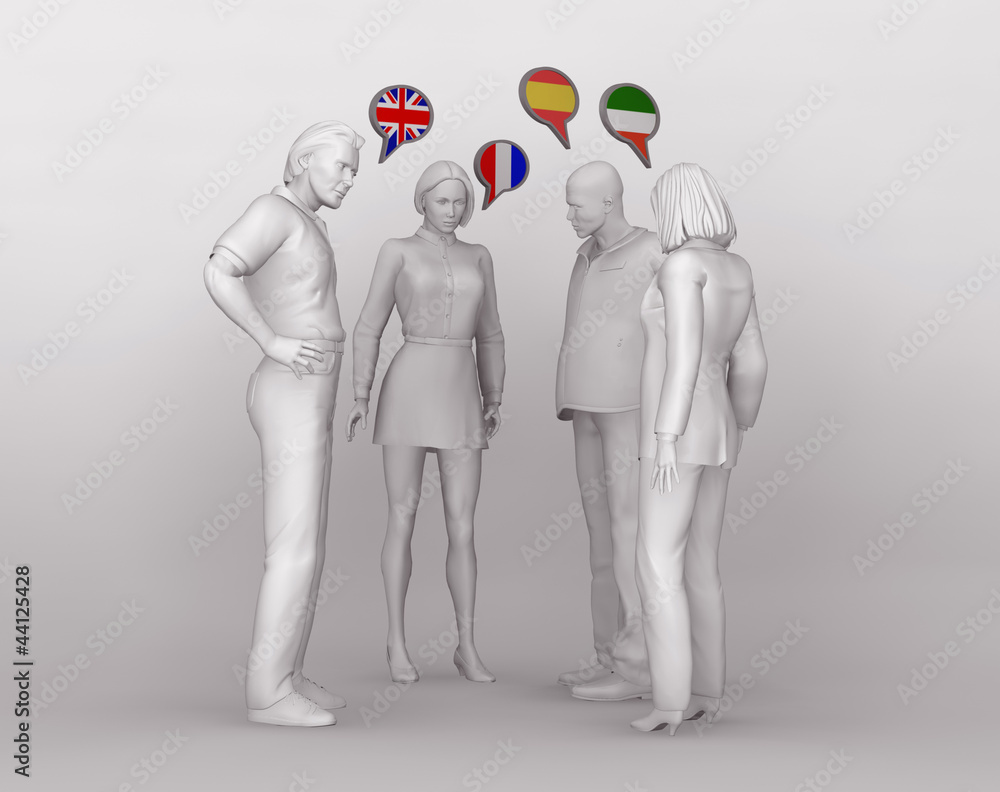 Personas conversando en diferentes idiomas Stock Illustration | Adobe Stock