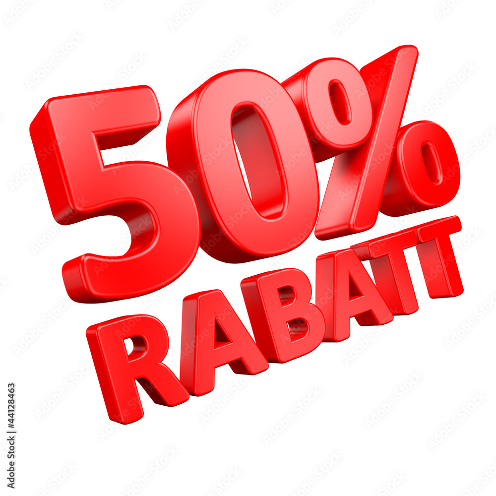 50% Rabatt - 3D Schrift Stock-Illustration | Adobe Stock
