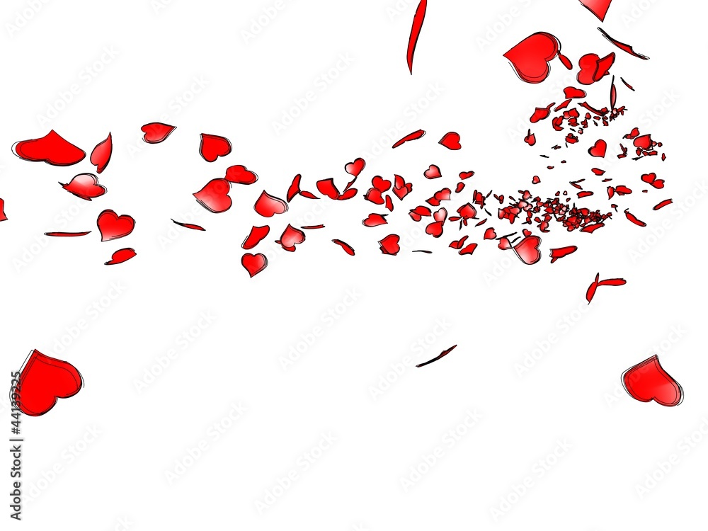 Hearts blowing in the wind Stock Illustration | Adobe Stock