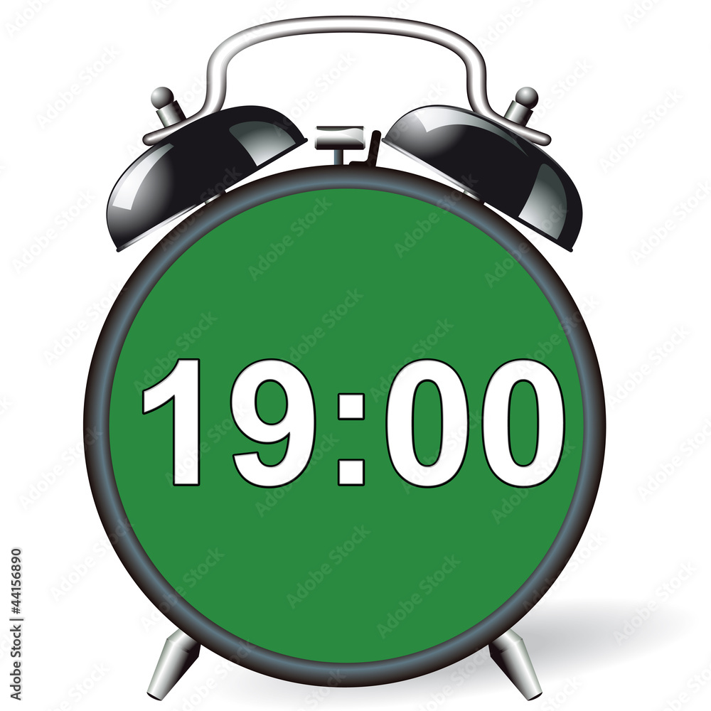Wecker - 19:00 Stock-Illustration | Adobe Stock
