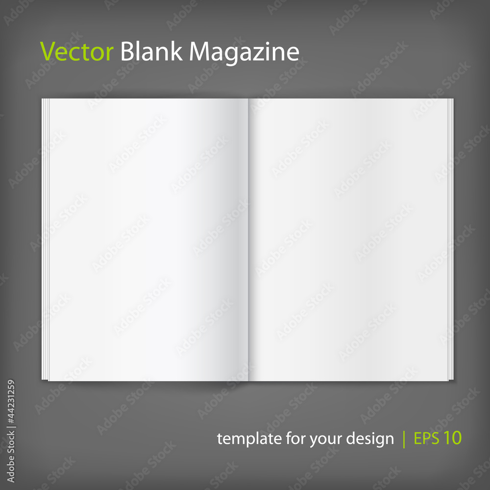 Vector white blank magazine spread. Template for your design Stock ...