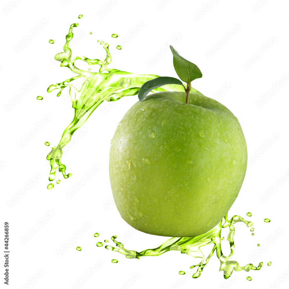 Green apple with water splash Stock Photo | Adobe Stock