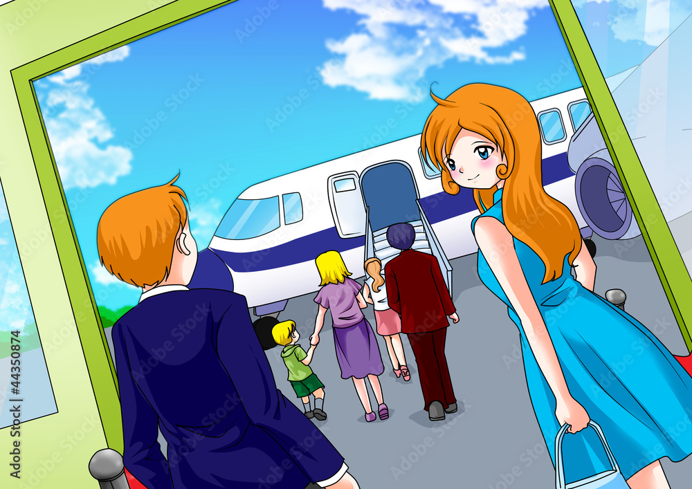 Cartoon illustration of passengers at the airport Stock Illustration ...