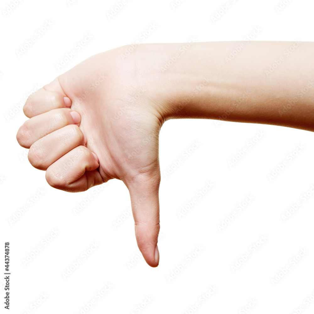 Daumen zeigt nach unten Stock Photo | Adobe Stock