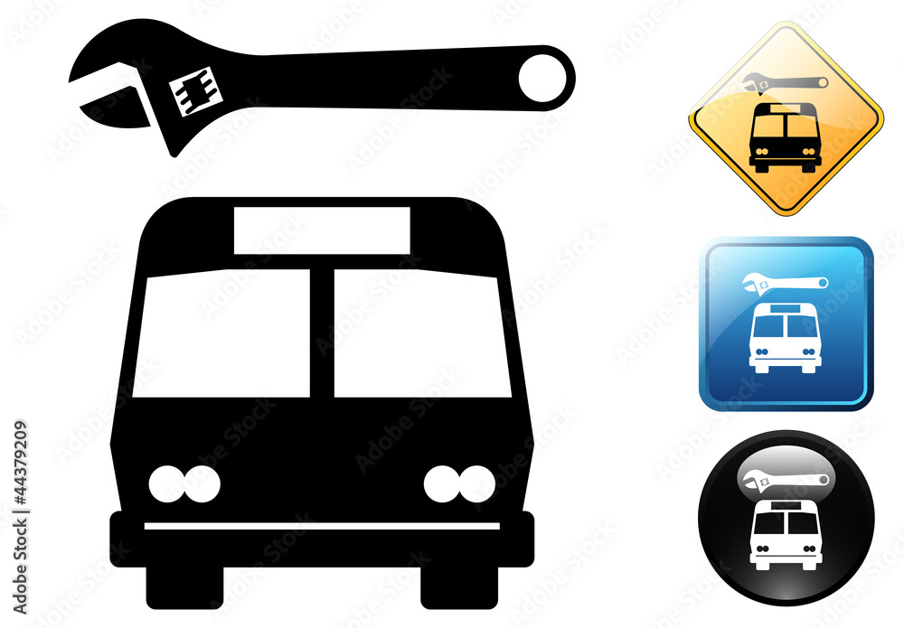 Bus repair pictogram and icons Stock Vector | Adobe Stock