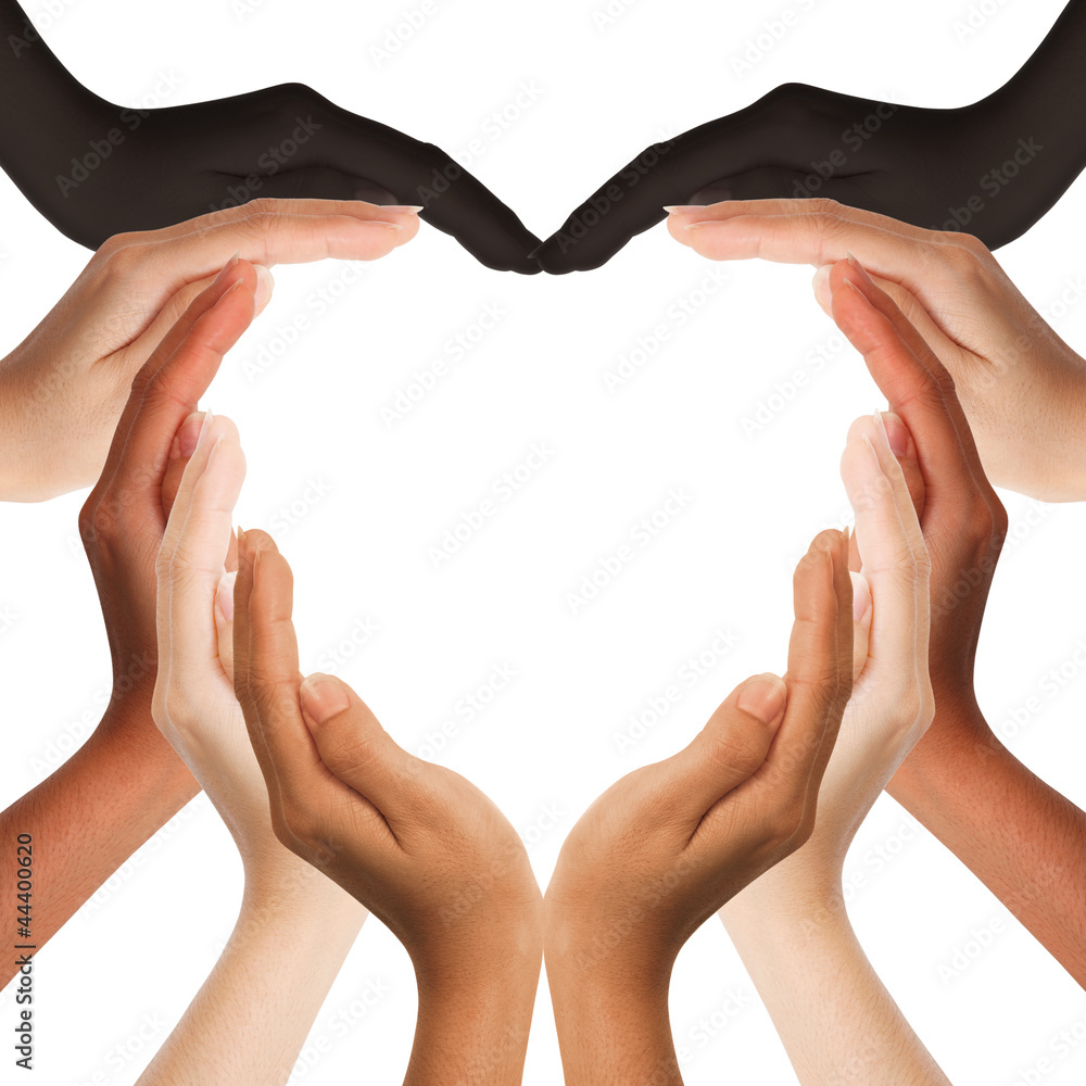 multiracial human hands making a heart shape Stock Photo | Adobe Stock