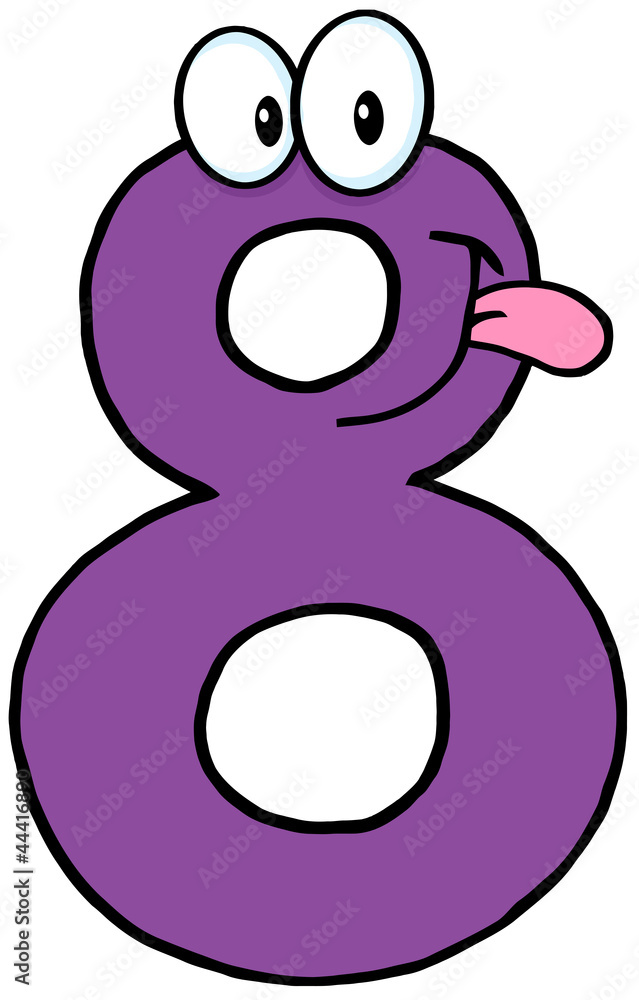 Number Eight Cartoon Mascot Character vector de Stock | Adobe Stock