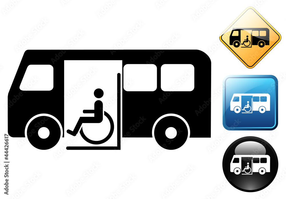 Handicap bus with man pictogram and icons Stock Vector | Adobe Stock