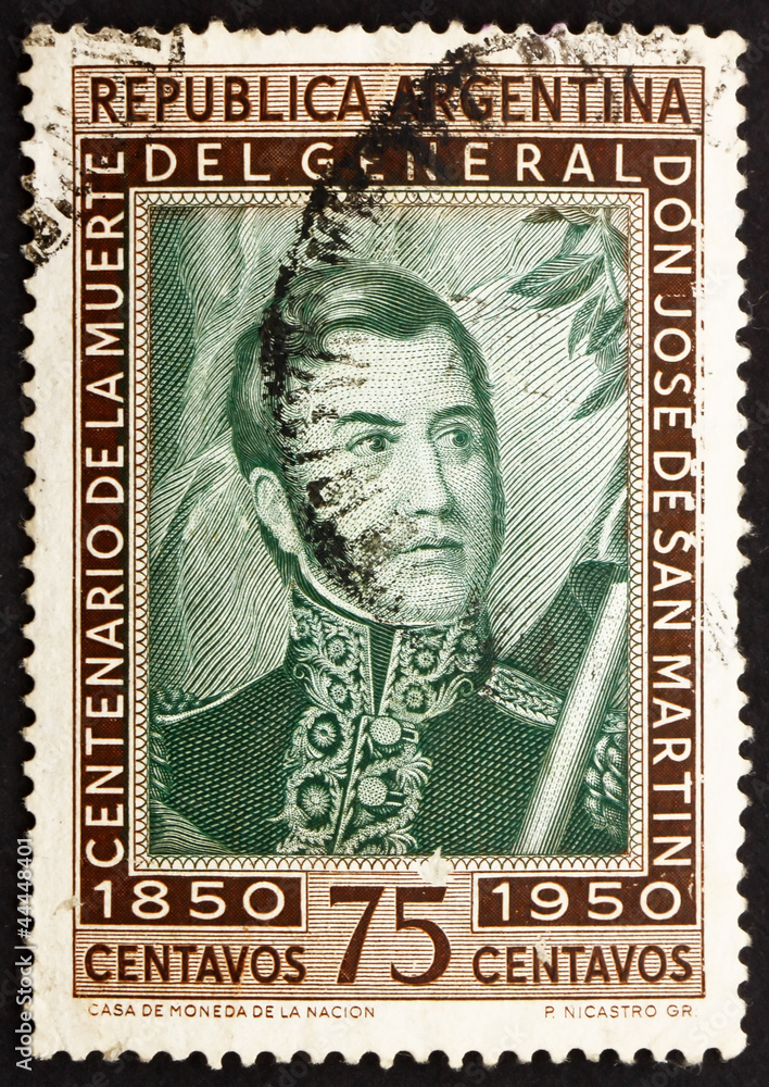 Postage stamp Argentina 1950 Jose de San Martin, General Stock Photo ...