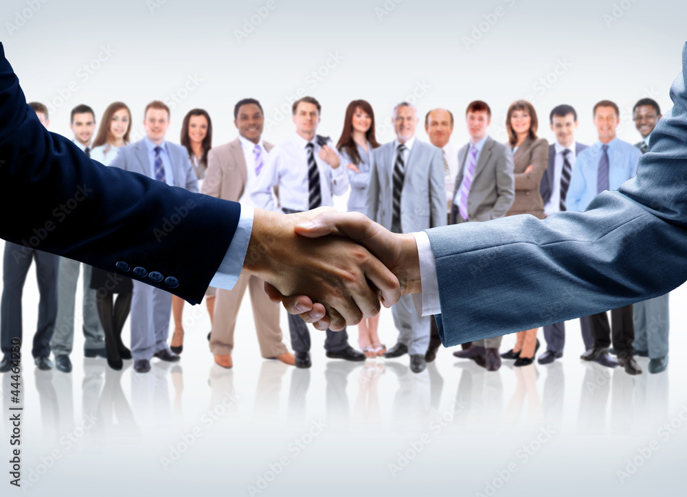 handshake isolated on business background Stock-Foto | Adobe Stock