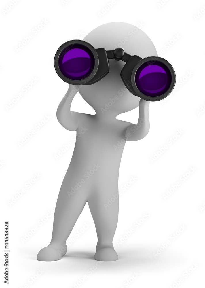 3d small people - looking through binoculars Stock Illustration | Adobe ...