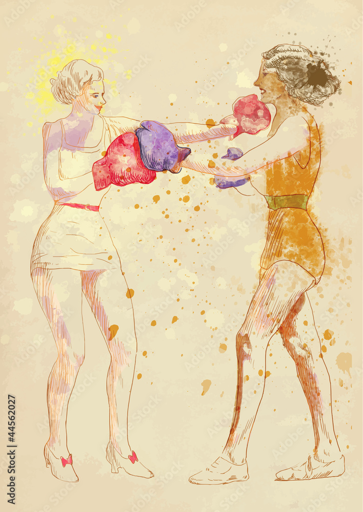 boxing women Stock Vector | Adobe Stock