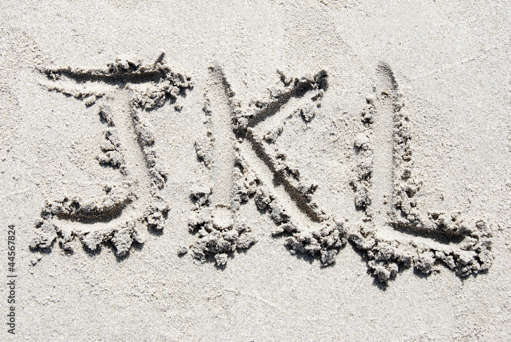 Sand beach alphabet: letters J, K and L Stock Photo | Adobe Stock