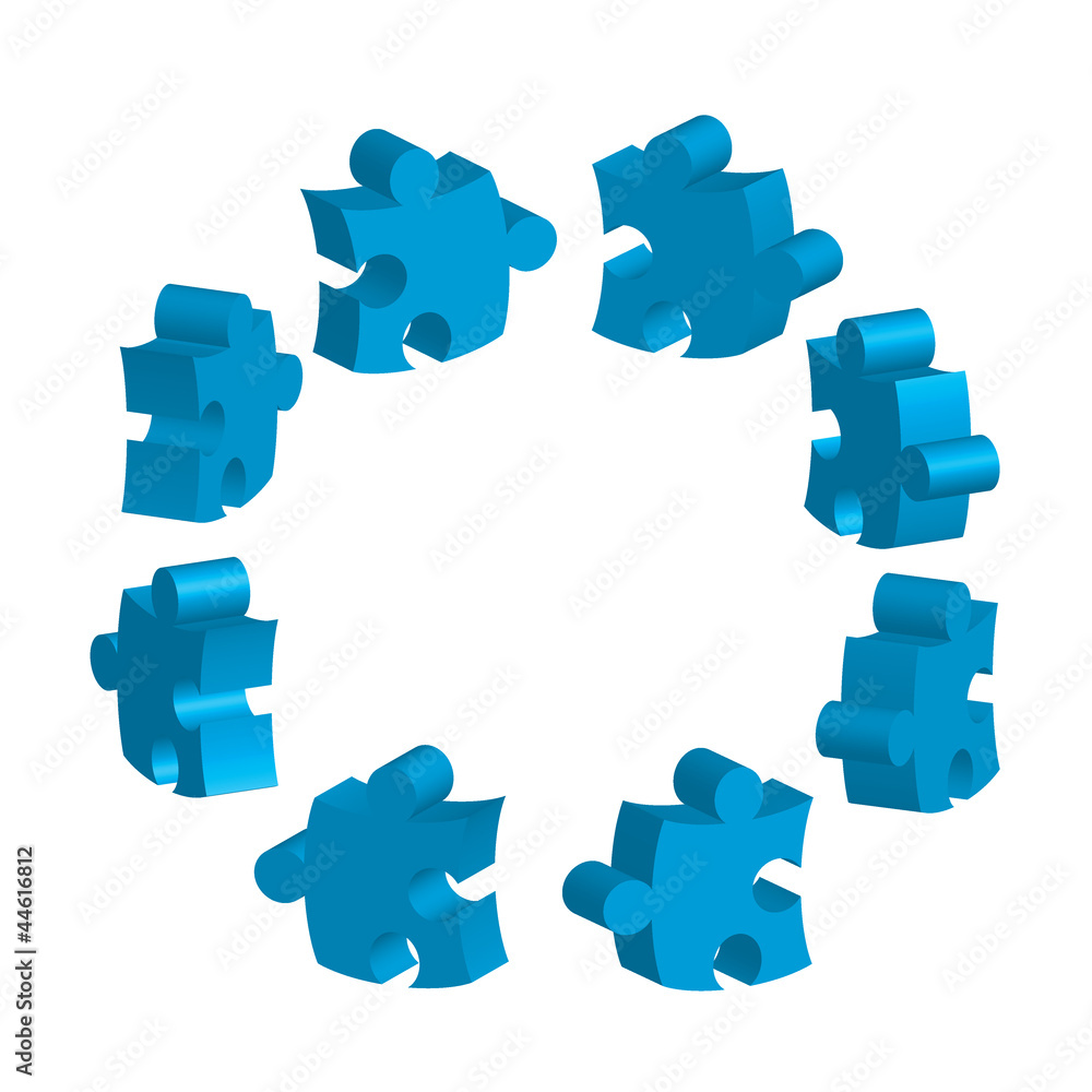 3d jigsaw puzzle pieces in circle vector EPS 8 Stock Vector | Adobe Stock