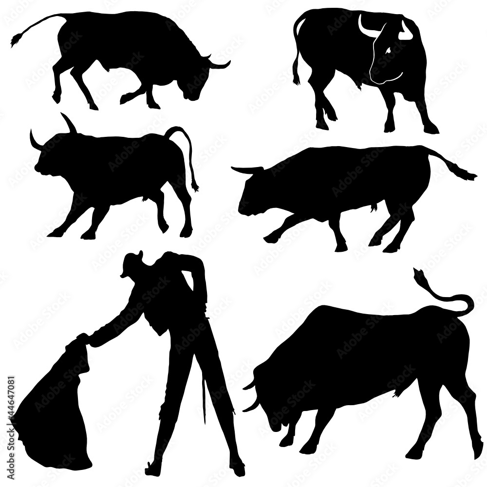 Bulls and bullfighter Stock Vector | Adobe Stock