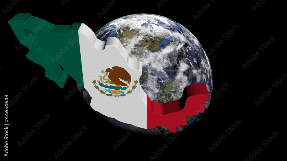 Mexico map flag over rotating globe animation Stock Video | Adobe Stock