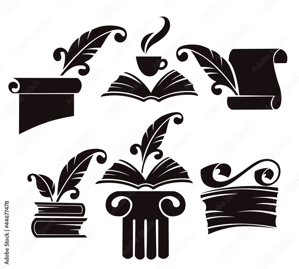 vector collection of old books, parchment and history symbols Stock ...