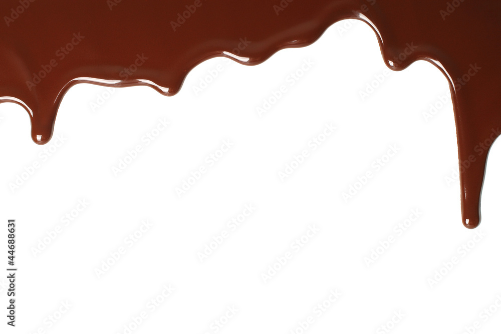 Melted chocolate dripping on white background Stock Photo | Adobe Stock