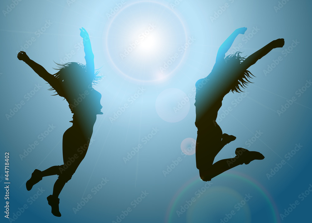 Silhouettes of jumping girls Stock Vector | Adobe Stock