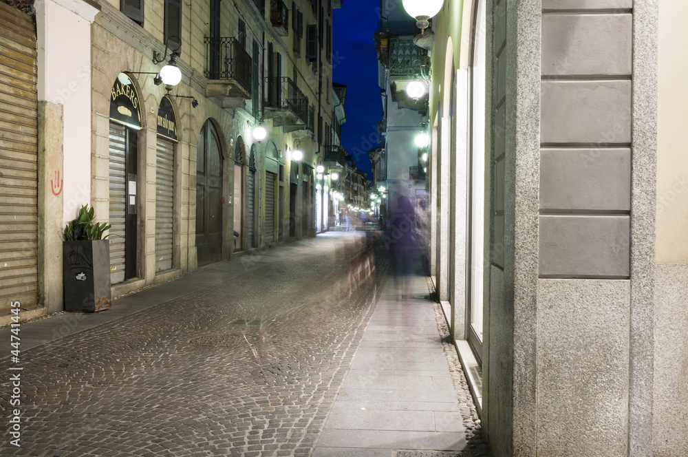 Foto Stock Shopping street night shot color image | Adobe Stock