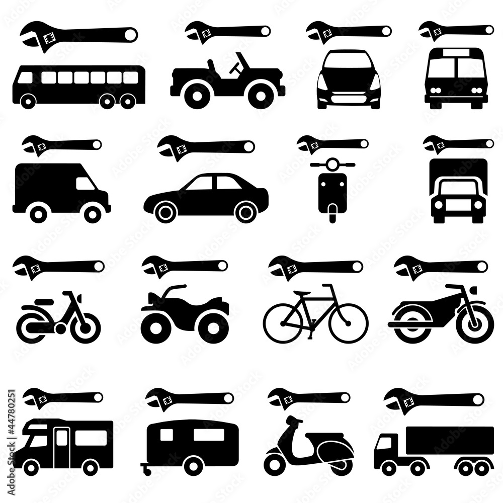 Conjunto pictogramas reparacion de vehiculos Stock Illustration | Adobe ...