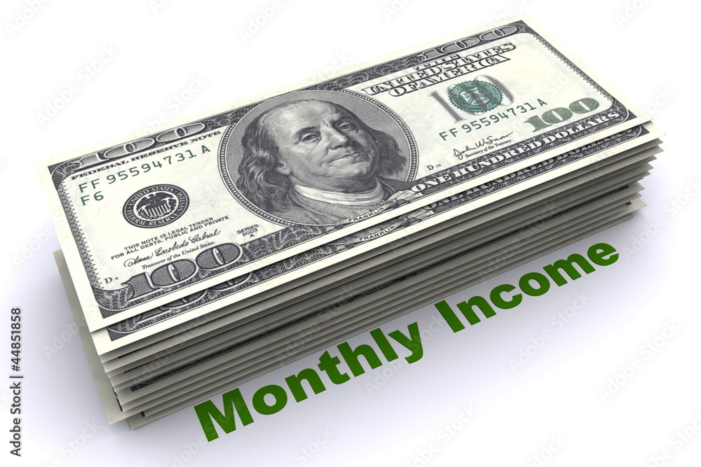 3D illustration of monthly income Stock Photo | Adobe Stock