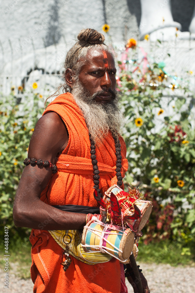 Indian sadhu with Shiva's trident Stock Photo | Adobe Stock