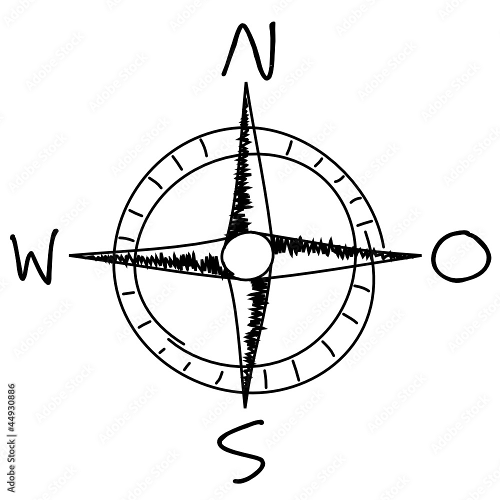 Kompass Zeichnung Stock-Vektorgrafik | Adobe Stock