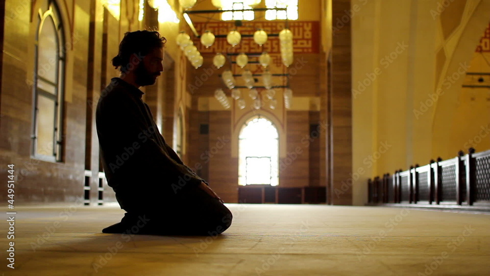 namaz: muslim man worship in mosque Stock Video | Adobe Stock