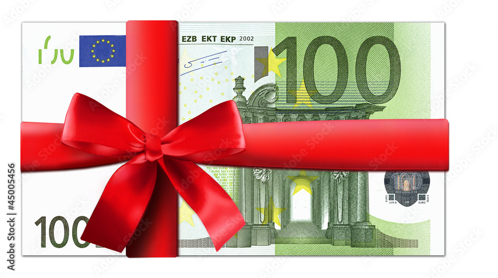 100 Euro Schein mit roter Schleife Stock-Illustration | Adobe Stock