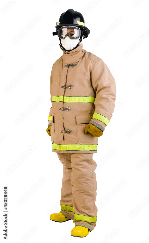 firefighter in a fireman uniform isolated Stock Photo | Adobe Stock