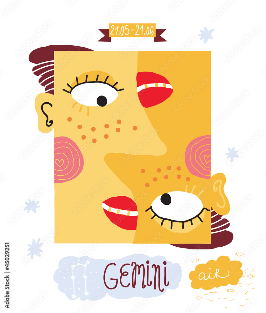 gemini. zodiac vector drawing Stock Vector | Adobe Stock