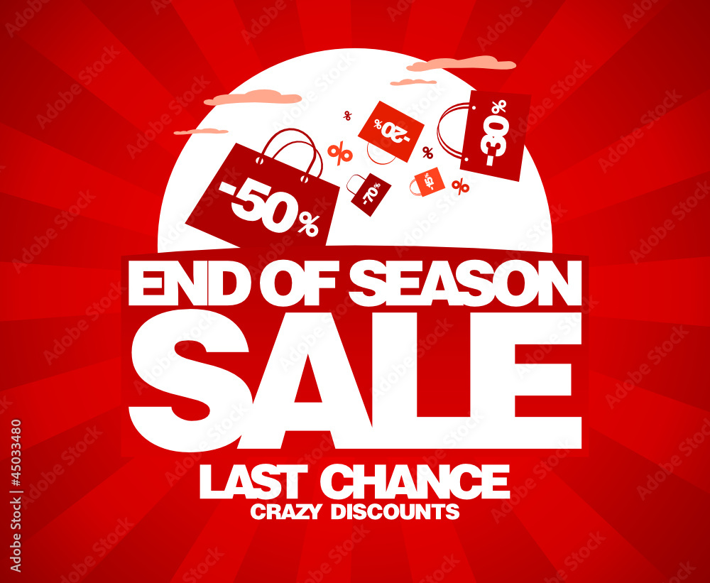 End of season sale design template with shopping bags. Stock Vector ...
