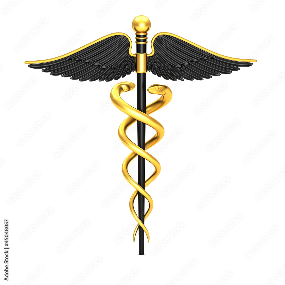Caduceus medical symbol isolated on a white background Stock ...