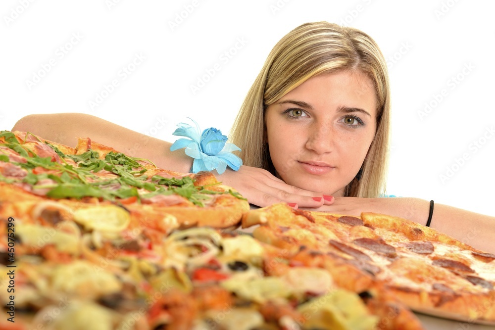 sexy girl eating pizza Stock Photo | Adobe Stock