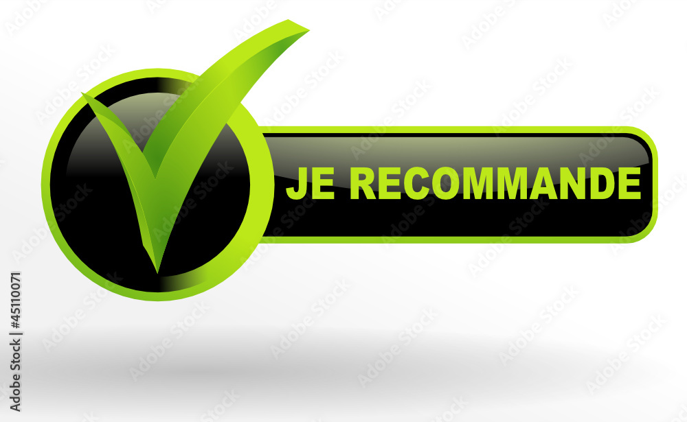 je recommande sur bouton validé vert et noir Stock Vector | Adobe Stock