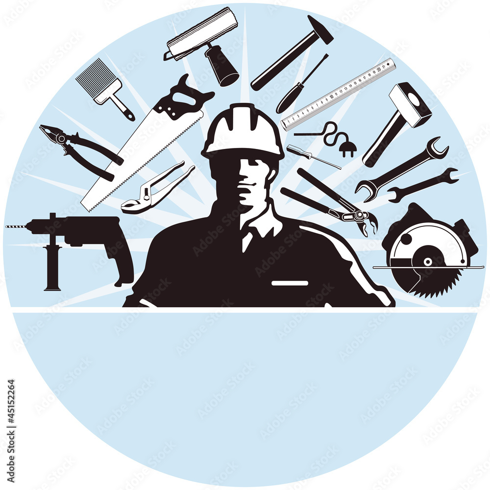 Handwerker Zeichen mit Werkzeug Stock-Vektorgrafik | Adobe Stock